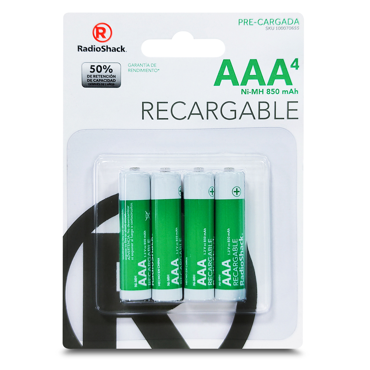 Baterías Recargables Ni Mh Aaa Radioshack 850 Mah 4 Piezas Radioshack